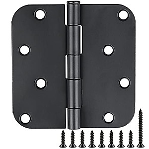 12 Pack Black Exterior Door Hinges 4 Inch Matte Black Door Hinges 4 Inch Black Hinges for Doors Rounded Edge 5/8" Radius Corners Door Hardware Security Commercial Grade Door Hinge 4"x 4" JIW