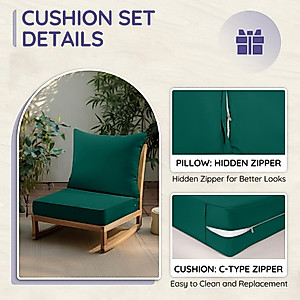 Sutteles Deep Seat Patio Cushions, Outdoor Chair Cushion Set, Patio Furniture Cushion with Removable Cover, Suitable for Patio Outdoor Furniture 24 x24 in (Green)