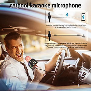 weird tails Bluetooth Karaoke Wireless Microphone with Dual Sing, LED Lights, Portable Handheld Mic Speaker Machine for iPhone/Android/PC/Outdoor/Birthday/Party (Gray)
