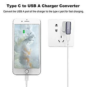 AreMe 90 Degree USB C Female to USB Male Adapter 2 Pack, Left Angle Type C to USB A Charger Converter for iPhone, Apple iWatch Watch, Airpods, iPad Air Mini and More