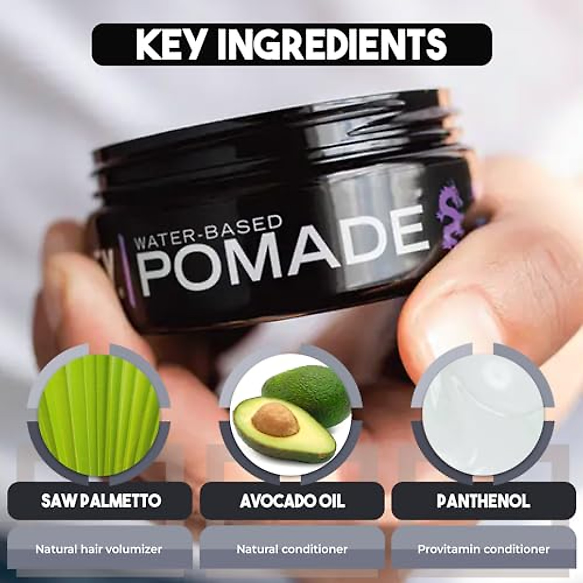 Billy Jealousy Lunatic Fringe Water-Based Pomade for Men, Strong Hold, High Shine, Water Soluble and Vegan Hair Product Ideal for Medium to Long Thick Mane, 3 oz