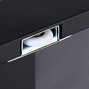 WATERJOY Kitchen Storage Sideboard, Stackable Buffet Storage Cabinet with Sliding Door Panels for Home Kitchen, Antique Black