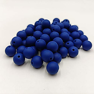 50pcs Sapphire Color Silicone Round Beads Sensory 15mm Silicone Pearl Bead Bulk Mom Necklace DIY Jewelry Making Decoration