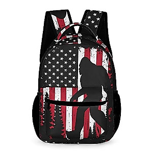 Bigfoot and American Flag Travel Laptop Backpack Durable Computer Bag Daypack for Men Women