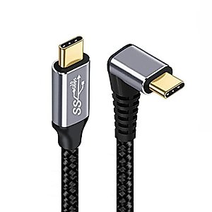 chenyang USB C Cable USB 3.1 Type C 10Gbps 100W Data 90 Degree UP Angled Cable with E-Marker for Laptop Phone 0.5M