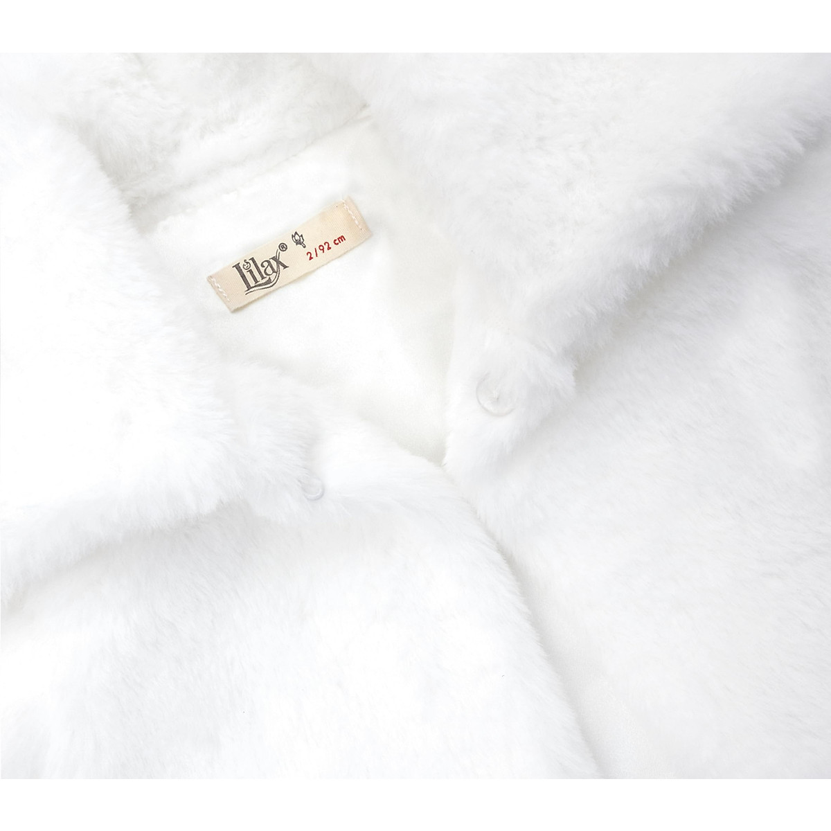 Lilax Girls Faux Fur Bolero Shrug Button Closure Cozy Dress Coat (8 Years, White)