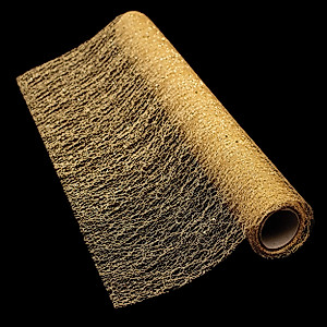 Anderson's Gold Glitter Mesh Fabric Roll, 19 Inches x 5 Yards, Decorative Wedding Fabric for Wedding Reception, Baby Shower, Gender Reveal, Prom, Homecoming, Tables, Party