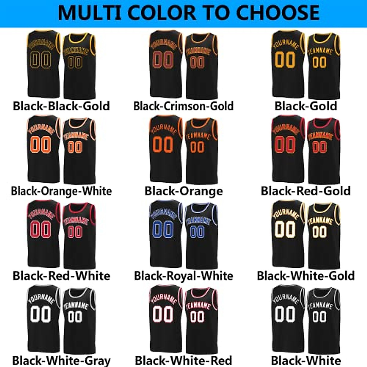 Custom Basketball Jersey Personanlized Stitched/Printed Sports Jerseys for Men/Youth/Preshool Black