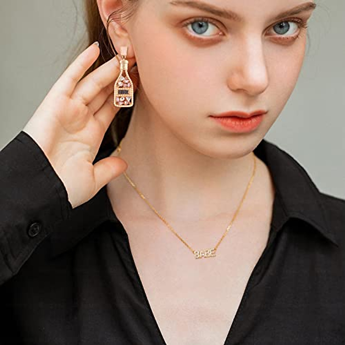 Bachelorette Earrings for Bride - With Delicate Beaded & Champagne Dangle Drop Earring For Woman Bachelorette Party Accessories Bridal Shower Gift for Bride to Be