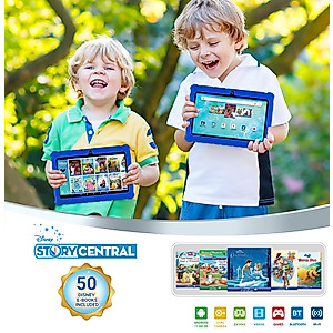 Contixo V8 7” Kids Tablet, 2GB RAM, 32GB Storage, Android 11 GO, Ultimate Learning Tablet for Children with 50+ Disney Storybooks, Kid Proof Protection Case, DkBlue