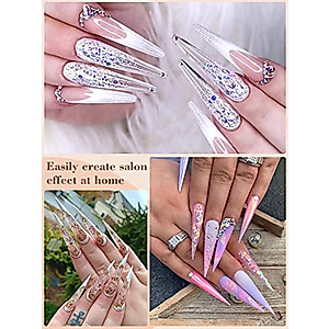 500Pcs Stiletto Nail Tips for Acrylic Nails, XL Long Clear False Nails Tips Soft Traceless, Half Cover Tapered Square False Nail Tips for Nail Extension Nail Art, Home DIY Nail Salon 10 Sizes