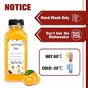 ztarraum 12pcs 12oz Plastic Juice Bottles, Reusable Juice Containers with Black Tamper Proof Lids, Brush, Funnel and Labels, Clear Juice Containers for Juicing, Smoothie and Homemade Beverages