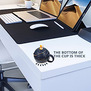 BESPORTBLE Ceramic Coffee Mug with Spoon Cartoon Astronaut Planet Pattern Porcelain Coffee Cup Cute Cappuccino Cup Tea Cup Mug Milk Cup Drinking Cup Birthday Blue