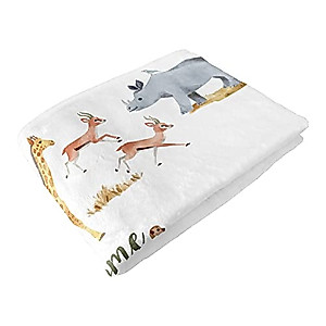 Sweet Jojo Designs Jungle Animals Milestone Blanket Monthly Newborn First Year Growth Mat Baby Shower Memory Hunter Green Yellow Grey Black White Wildlife Safari Elephant Giraffe Lion Monkey Leopard