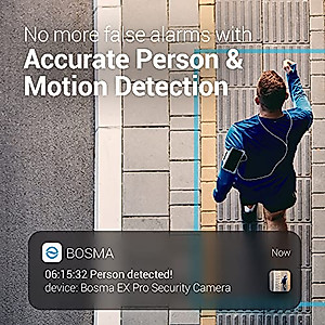 BOSMA EX Pro Wired 2K Security Camera Outdoor, 2.4 GHz WiFi, Auto Spotlight & Person Tracking, PIR Motion Detection, Color Night Vision, 2-Way Talk, Free Cloud Storage, Compatible with Alexa