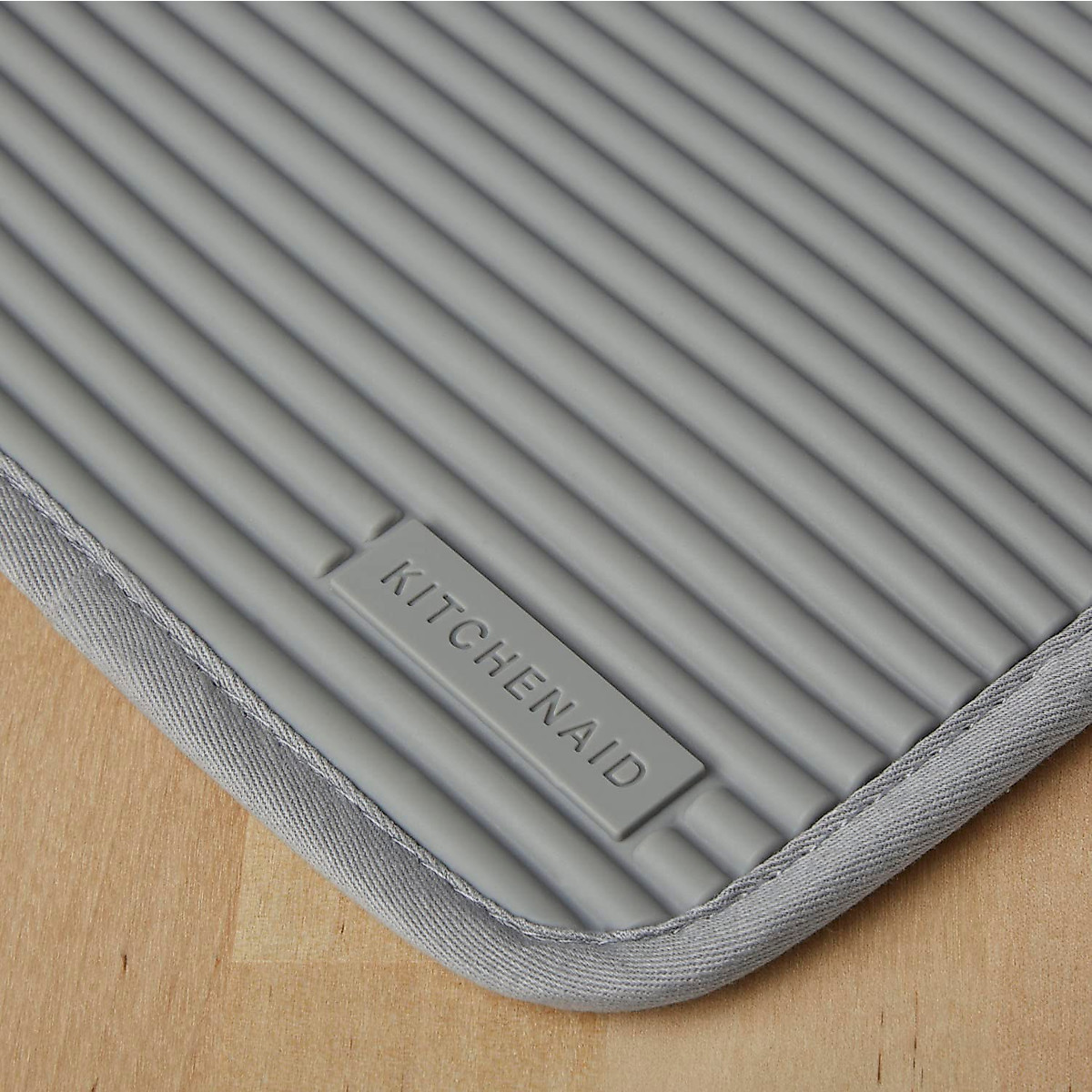 KitchenAid Ribbed Soft Silicone Pot Holder 2-Pack Set, Grey, 7"x9"
