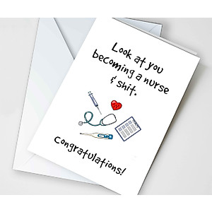 Nurse Graduation Card, Nursing School Graduate, Becoming a Nurse Congrats, Congratulations Grad Card for Nurses (Look At You)