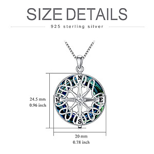 TOUPOP Celtic Compass Necklace Sterling Silver with Blue Circle Crystal Birthday Graduation Christmas Talisman Travel Necklace Inspirational Jewelry Gifts for Women