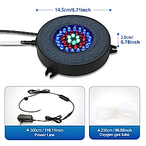 ABESTFISH Aquarium Air Bubble LED Light, 36 LEDs Fish Tank Aquarium Lights Air Stone Disk Kit Fish Tank Air Bubbler Decoration 13 Color Changing IP68 Waterproof with Remote Controller