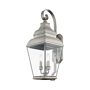 Livex Lighting 2593-07 Exeter 3 Light Outdoor Bronze Finish Solid Brass Wall Lantern with Clear Beveled Glass