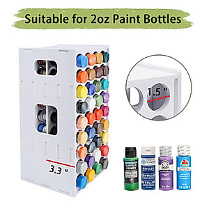 SANFURNEY Craft Paint Storage Rack, 72 Holes Spinning Paint Storage Tower, Vertical Paint Organizer Holder Stand for Apple Barrel, Folkart -2oz Craft Paints