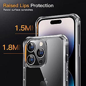 JETech Case for iPhone 14 Pro Max 6.7-Inch (NOT for iPhone 14 Pro) with 2-Pack Tempered Glass Screen Protector, 360 Full Body Shockproof Bumper Phone Cover Protective Clear Back (Clear)