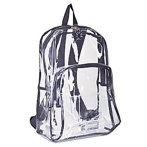 Eastsport - Backpack, PVC Plastic, 12 1/2 x 5 1/2 x 17 1/2 - Clear/Black, 193971BJBLK
