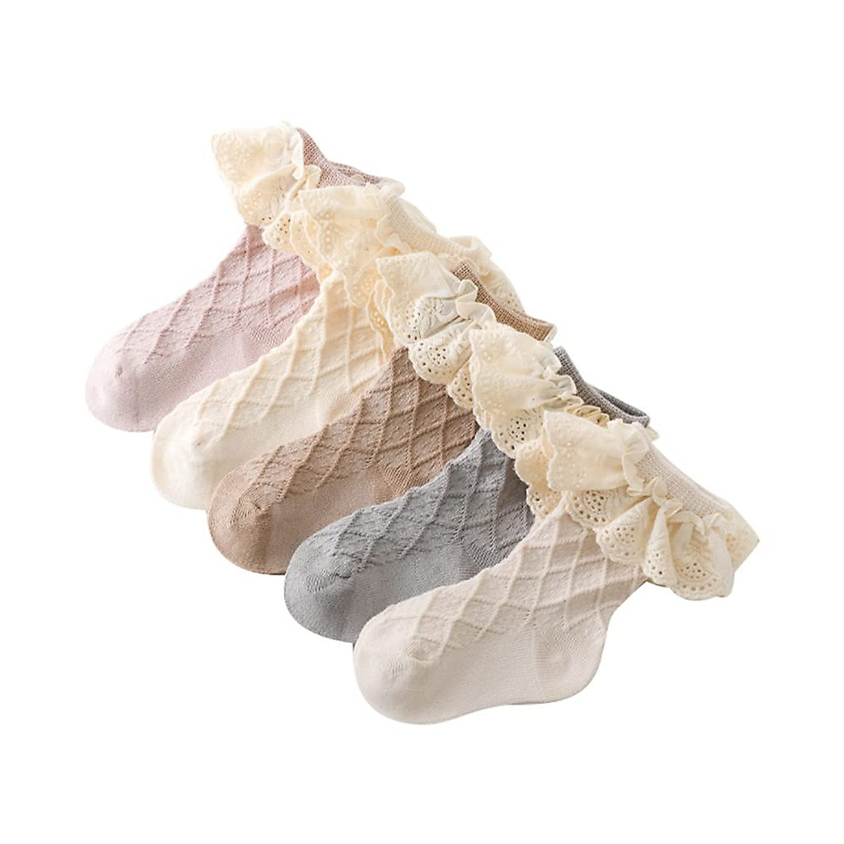 FYLuoke Baby Toddler Ruffle Lace Socks Girls Uniform Stockings Infants Casual Cotton Cute Princess Frilly Dress Socks(0-6T) (0-12 Months, Frilly-0A)