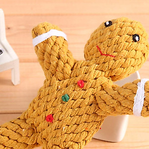 ABOOFAN Pet Dog Christmas Chew Playing Toy Christmas Gingerbread Man Cotton Rope Dog Teething Toy Pet Interactive Toys Dog Bite Toy Dog Chewing Toys for Small Medium Dog Pet Supplies