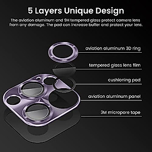 Tensea for iPhone 14 Pro/iPhone 14 Pro Max Camera Lens Protector, Aluminum Alloy Metal Tempered Glass Cover Camera Screen Protector Accessories, Case Friendly for iPhone 14Pro / 14 ProMax 2022