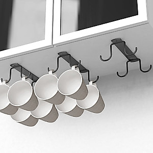 3PCS Mug Hooks Under Cabinet,Coffee Cups Holder with 12 Mug Hooks,Metal Mugs Hooks Under Shelf for Mugs,Coffee Cups and Kitchen Utensils (Silver)