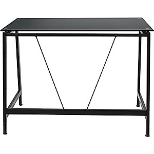 OneSpace Contemporary Glass-Top Desk for Small Spaces, Small Writing Desk, Black