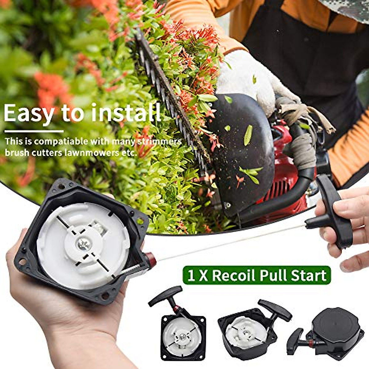 CfoPiryx Recoil Pull Starter, Universal Recoil Pull Start for Brush Cutter Lawn Trimmer Spare Parts Garden Tools(Black),Fit Various Strimmer Hedge Trimmer Brush Cutter