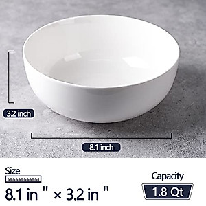 DELLING 60 Oz Large Serving Bowls Set, 8" White Soup Bowls Big Salad Bowls for Kitchen, Ceramic Mixing Bowls For Pasta, Soup, Fruit Vegetable, Ramen, Microwave & Dishwasher Safe, 3 Pack