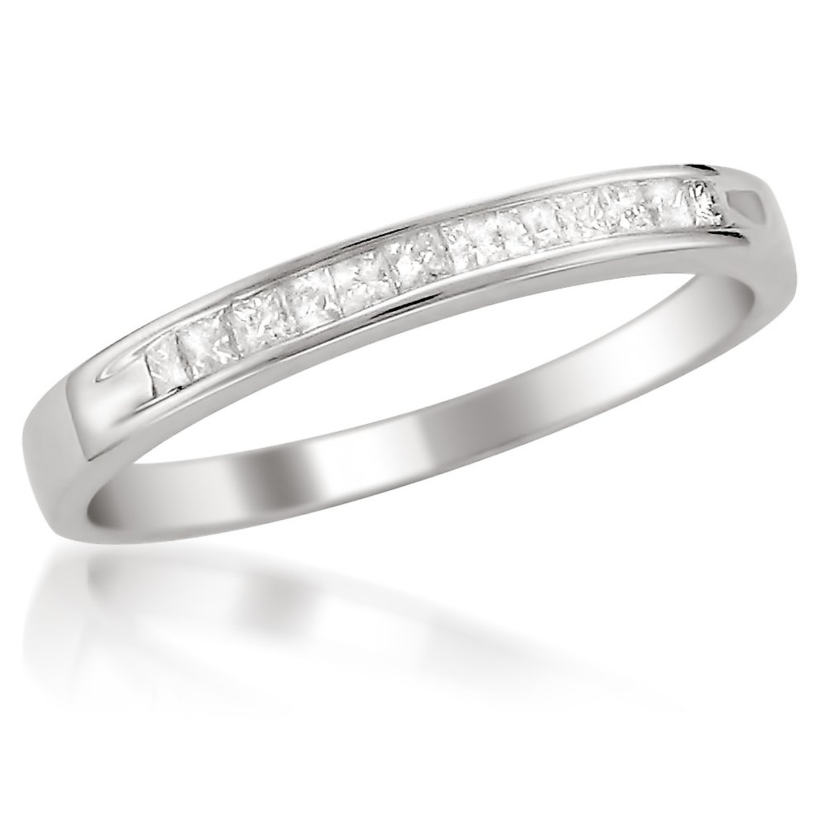 La4ve Diamonds 1/4 Carat Diamond, Channel Set Platinum Princess-Cut Diamond Bridal Wedding Band Ring for Women (H-I, SI2-I1) Real Diamond Fine Jewelry Gift Box Included Size-8