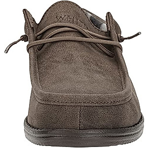 WHITIN Men's Slip on Loafers Suede Recycled Leather Boat Shoes Casual Deck Sneakers Size 13 Lightweight Winter Warm MOC Toe Walking Dark Brown 47