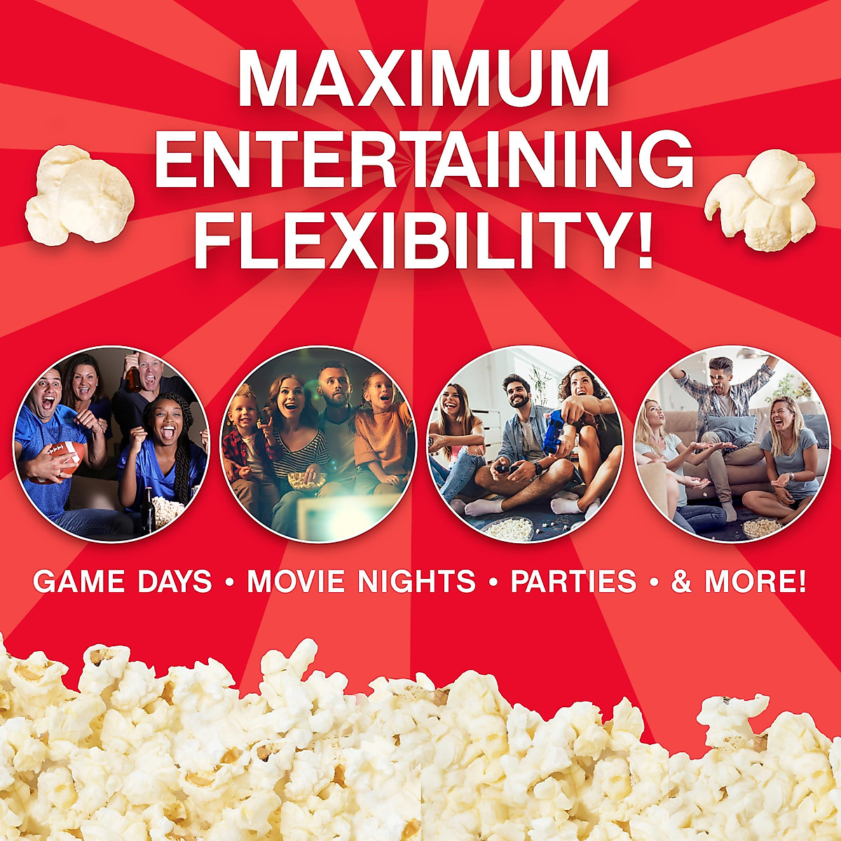 West Bend Stir Crazy Popcorn Machine Electric Hot Oil Popper Includes Large Lid for Serving Bowl and Convenient Nesting Storage, 6-Quart, Red