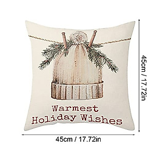 Scceatti Christmas Pillow Covers Set of 4 18x18 in Liene Winter Cushion Cover with Zipper Print Bohemian Toss Xmas Fashion Pillow Cases Protector for Couch Sofa Bed Living Room Decorations Gifts