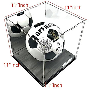 Basketball Display Case Full Size, Clear Acrylic with Mirror & 2 Level Riser UV Protection, Square Box Collectible Memorabilia