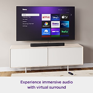 Roku Streambar Pro | 4K/HD/HDR Streaming Media Player & Cinematic Sound, All In One, includes Roku Voice Remote with Headphone Jack for Private Listening, Personal Shortcut Buttons, and TV Controls