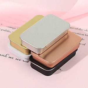 Mini Metal Slide Top Tin Box, Portable Rectangular Sliding Lid Tin Containers Small Boxes for Pills Earring Jewelry Organizer(60x34x11mm,pink)