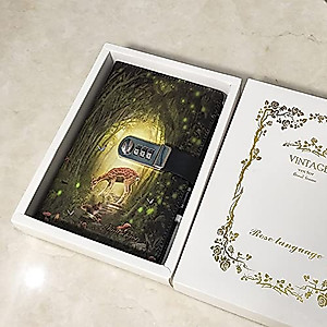 AZPINGPAN Cartoon PU Leather Cover Lock Diary Journal Office Learning Writing Notebook Thickening Portable Planner Organizer Digital Password Notebook Locking Personal Diary