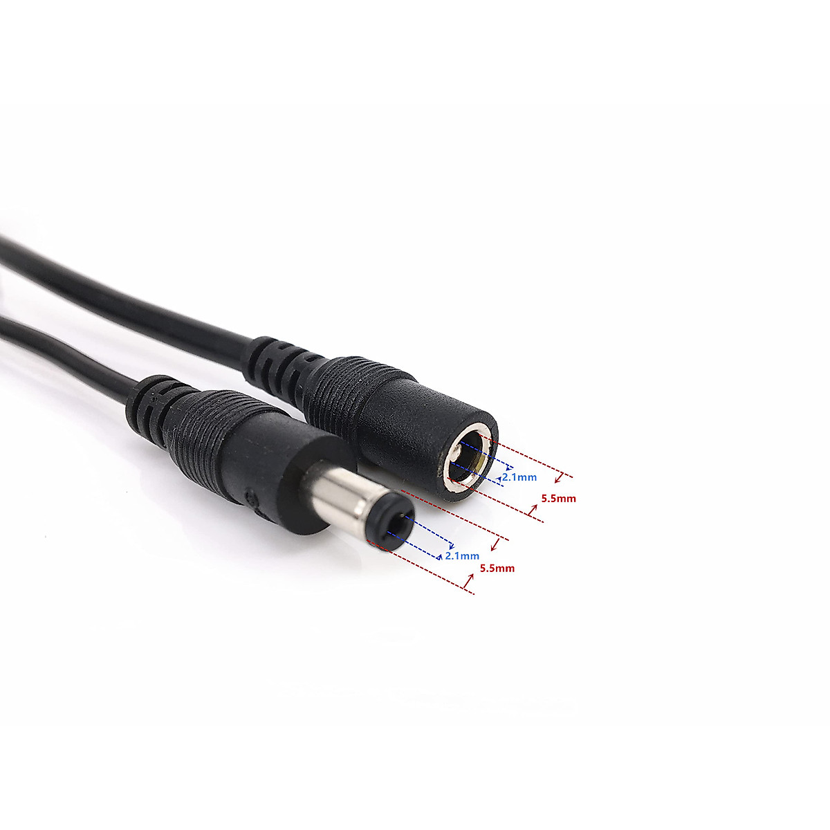 HUALAND 2 Pack Black 1 Female to 3 Male 5.5mm X 2.1mm CCTV DC Power Supply Splitter Cable