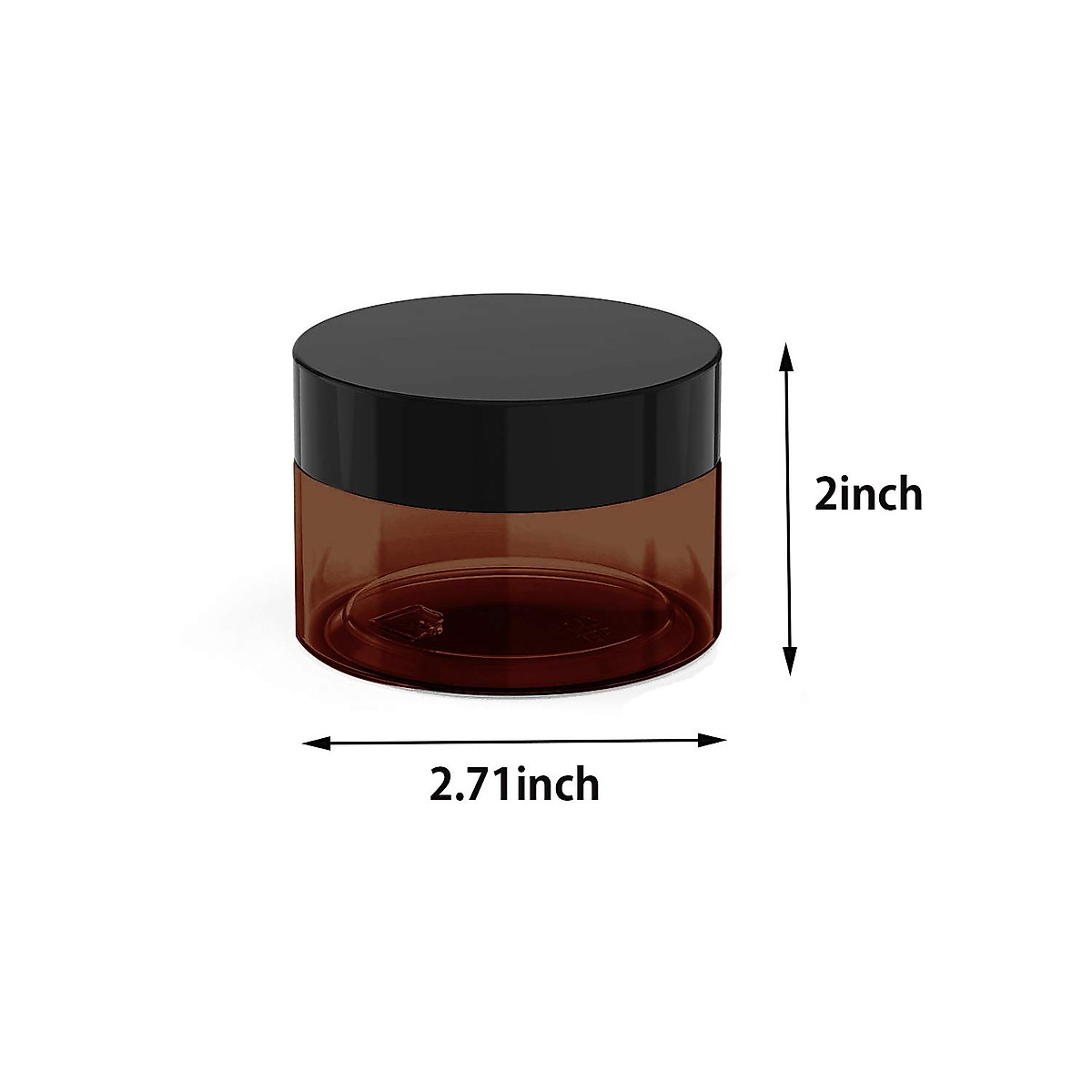 4 oz Amber Plastic Cosmetic Jars Leak Proof Container with Black Lid for Cream, Lotion, Powder, ointment, Beauty Products etc, 6 Pcs.