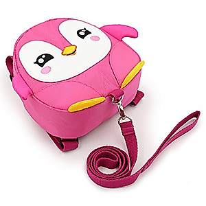 Hipiwe Baby Toddler Walking Safety Backpack Little Kid Anti-lost Travel Bag Harness Reins Cute Penguin toddler bookbag Mini Backpacks with Safety Leash for Baby Boys Girls