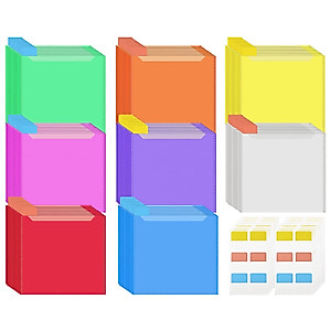 Glenmal 100 Pieces 12x12 Scrapbook Paper Storage Organizer with 180 Pieces Sticky Index Tabs,plastic Craft Vinyl Scrapbook Paper Storage Bags,storage for Scrapbooking Photo and Paper File (Multicolor)