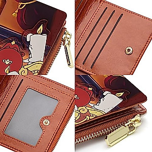 KBVWHW Cartoon Animation Faux Leather Wallet |Beauty and The Beast Wallet | TV Movie Lover Gifts Birthday Graduation Inspirational Gifts for Daughter Girls (beauty)