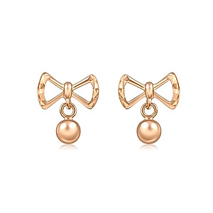CHOW SANG SANG Delicate Gold 18K Rose Gold Ribbon with Beads Stud Earrings for Women 92795E