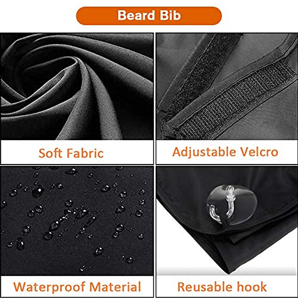 Beard Bib Apron for Men, Gift Beard Trimming Catcher Bib for Shaving & Hair Clippings, Waterproof Non-Stick Hair Catcher Grooming Cloth with 2 Suction Cups