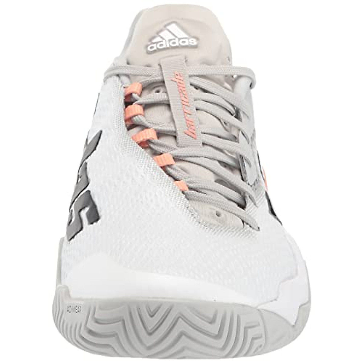 adidas Women's Barricade 12 Tennis Shoe, White/Silver Metallic/Ambient Blush, 8